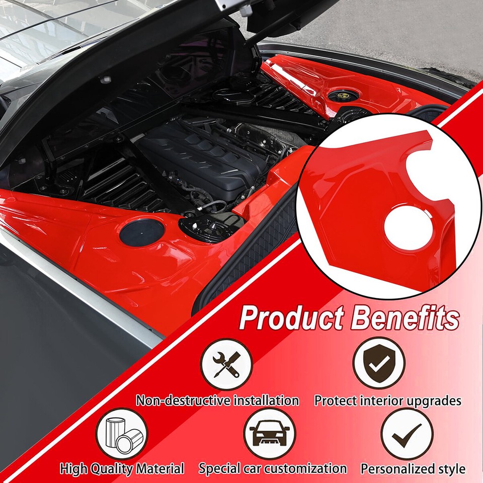 BILLFARO For Chevrolet Corvette C8 Z06 Z51 20-24 Red Engine Bay Trim ...
