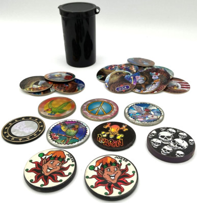 Lot 1990s Pogs Metal & Plastic Slammers USA American Eagle Magnet ...