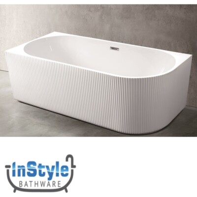 Fluted Corner (RH) Freestanding Bath Tub 1500mm- Round-Gloss WHITE ...