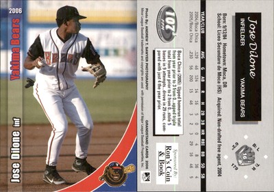 Jose Dilone 2006 Grandstand Yakima Bears #8 RC Card Yakima Bears | eBay
