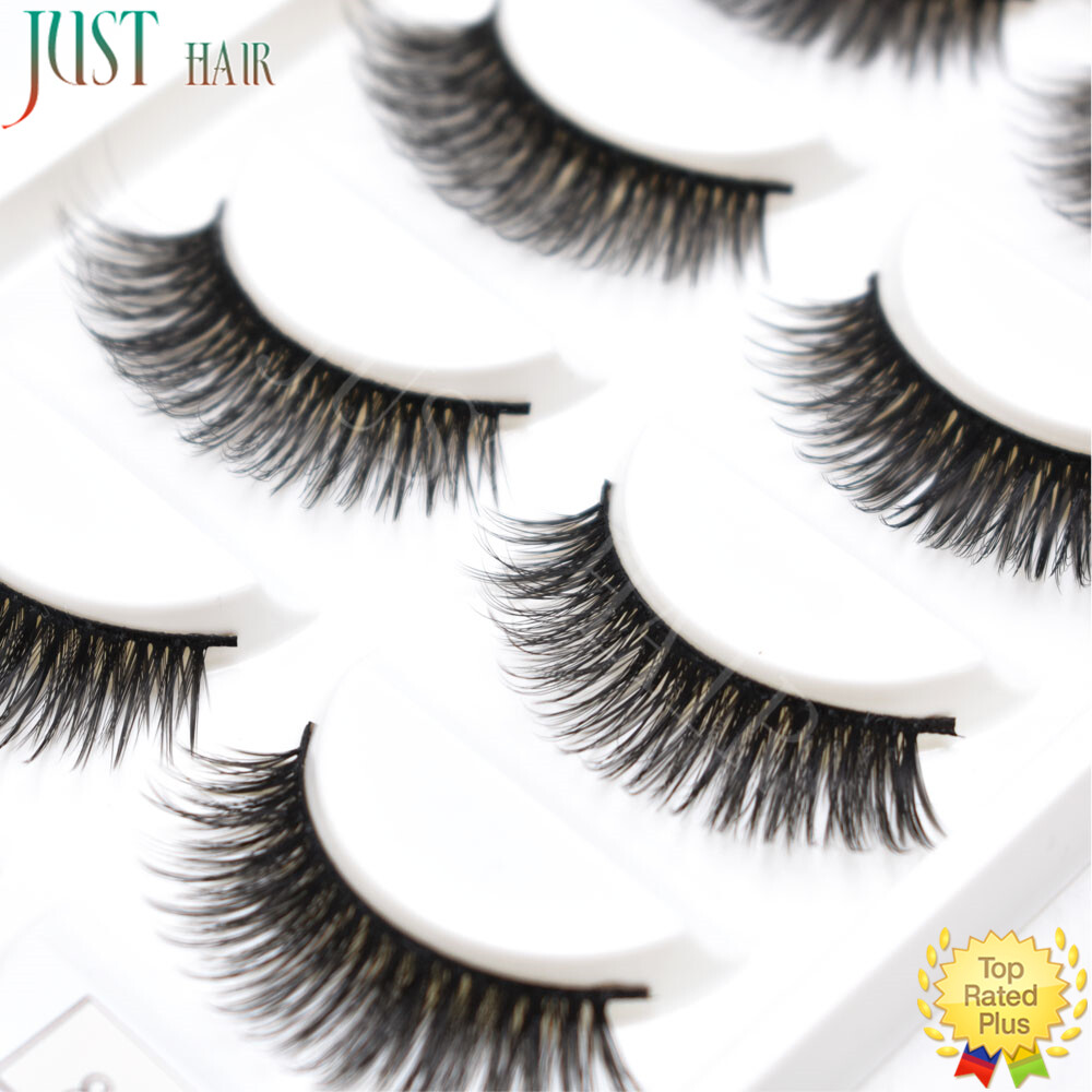 US A++++ 5 Pairs Natural Handmade Real Mink 3D False Eyelashes Thick ...
