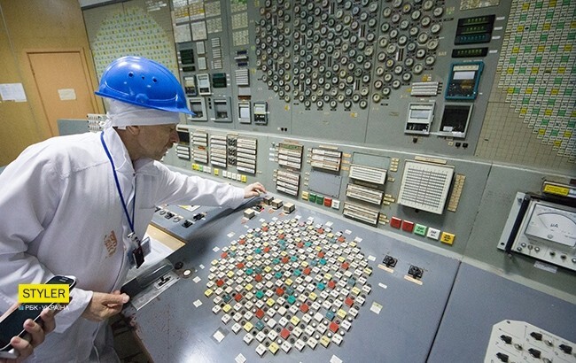 Chernobyl NPP Control Panel RBMK control room P2P1T button with ...