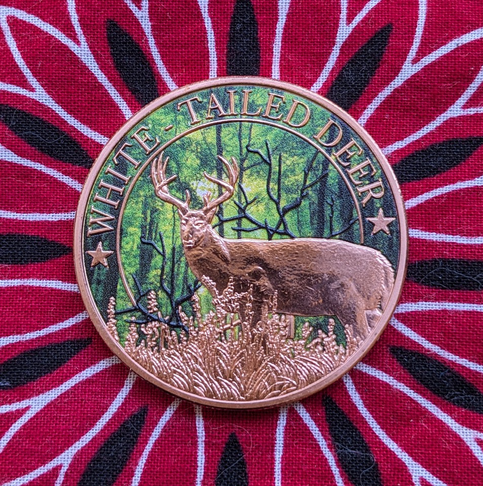 Reverse Proof Colorized White Tailed Deer 999 1oz Copper Round. | eBay