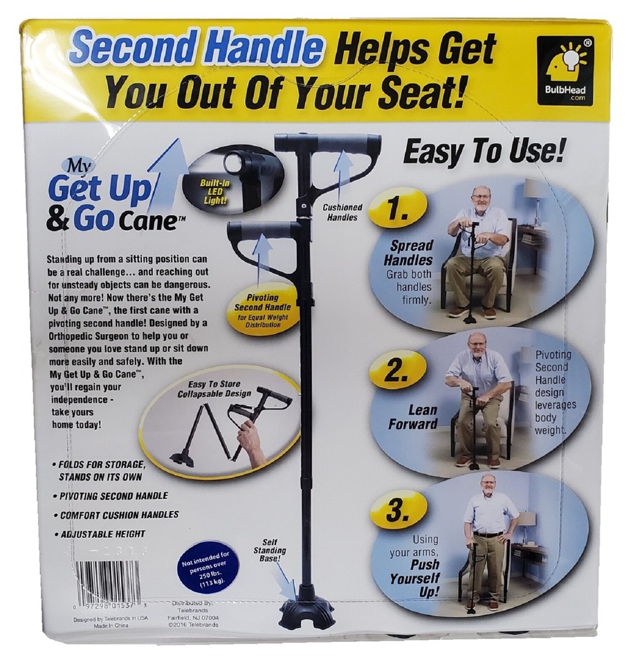 My Get Up and Go Cane Portable Walking Support with Built in LED Light ...