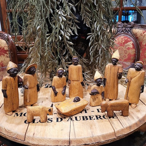 Vintage Hand Carved Wood Nativity Set African Nigerian Tribal Art ...