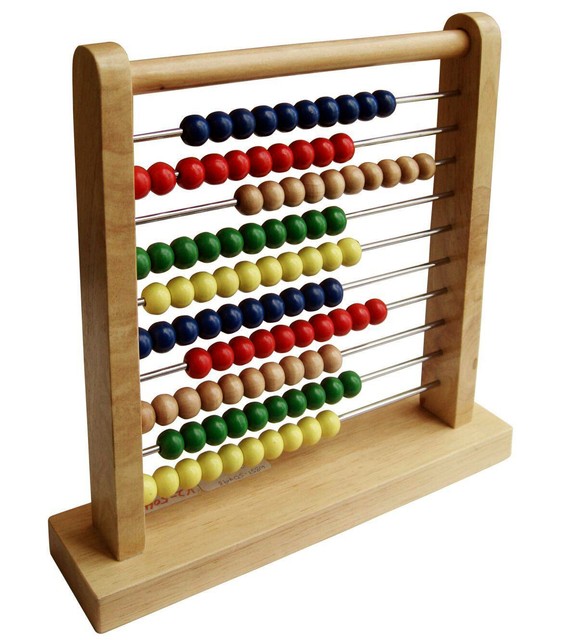 Wooden Abacus with Metal Bar Kids Math Counting Learning Toy Teaching ...