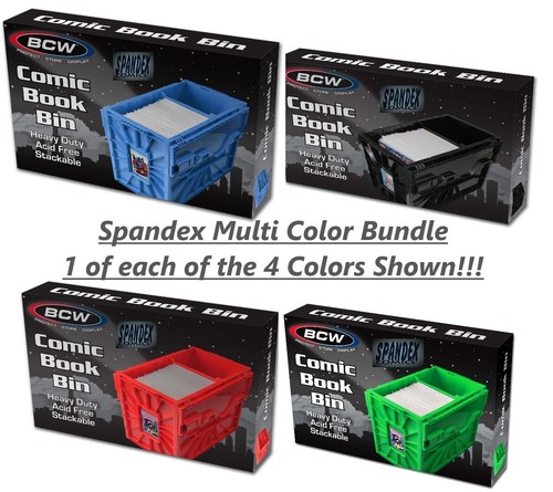 BCW MultiColor Short Comic Book Bin 4 Pack contains 1 Each Black Blue ...