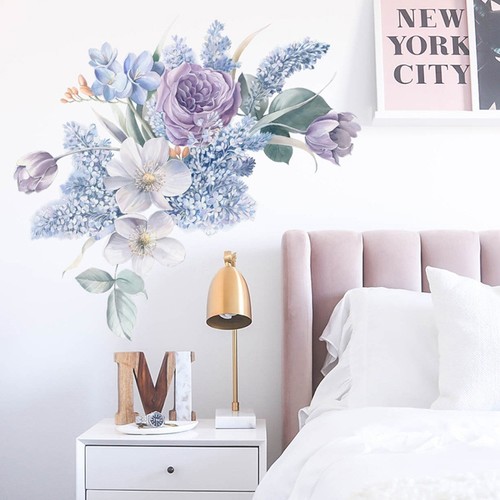 Removable Floral Wall Stickers Waterproof Vinyl Art Flower PVC Decals ...