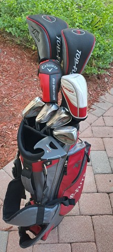 Golf Men's Set LEFTY TOP FLITE XL 9 Clubs LH Red Stand Bag 5 Div ...