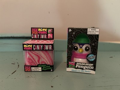 Schylling NeeDoh Nice Cube Candy Swirl & Polar Glow Penguin (Lot of 2 ...