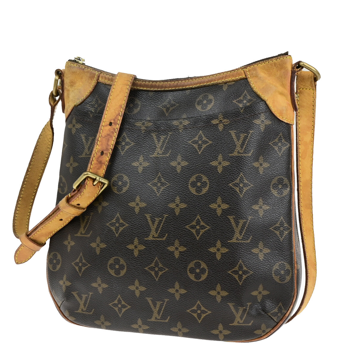 LOUIS VUITTON Odeon PM Shoulder Bag Monogram Leather Brown LOUIS VUITTON Odeon PM Shoulder Bag Monogram Leather Brown