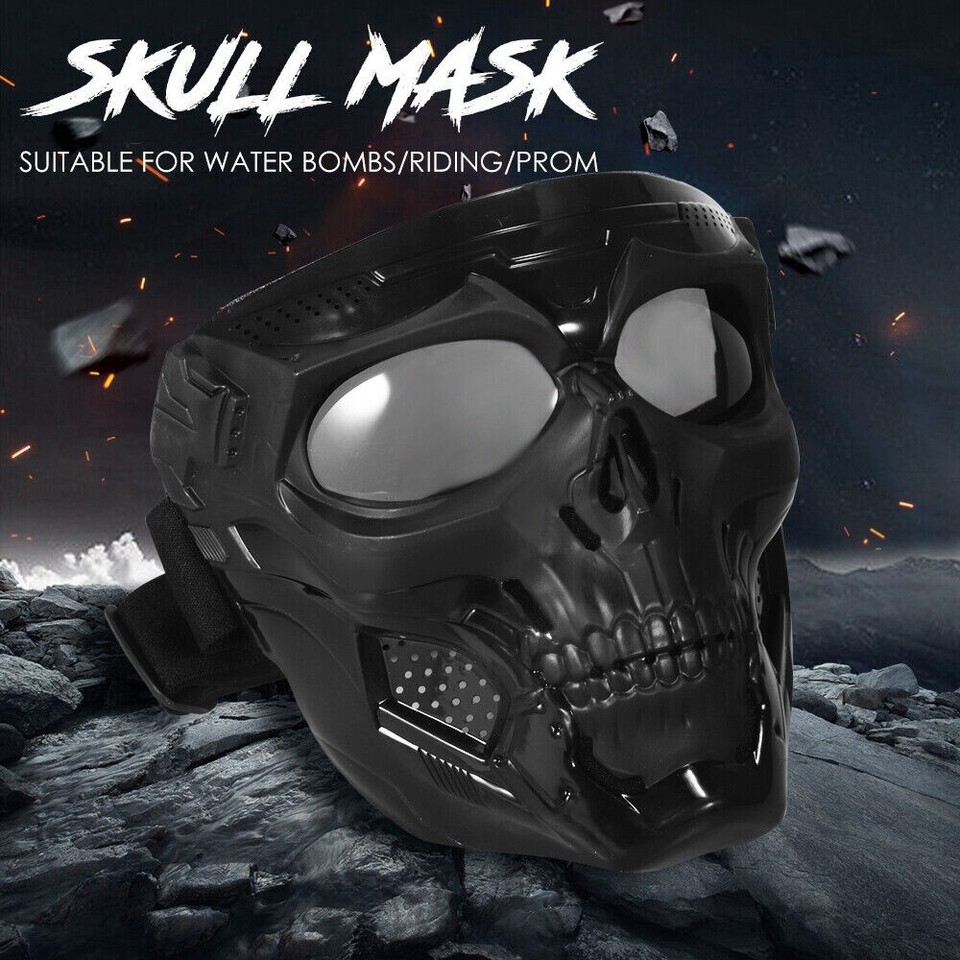 Skull Tactical Airsoft Mask Halloween Full Face Protective Helmet With ...