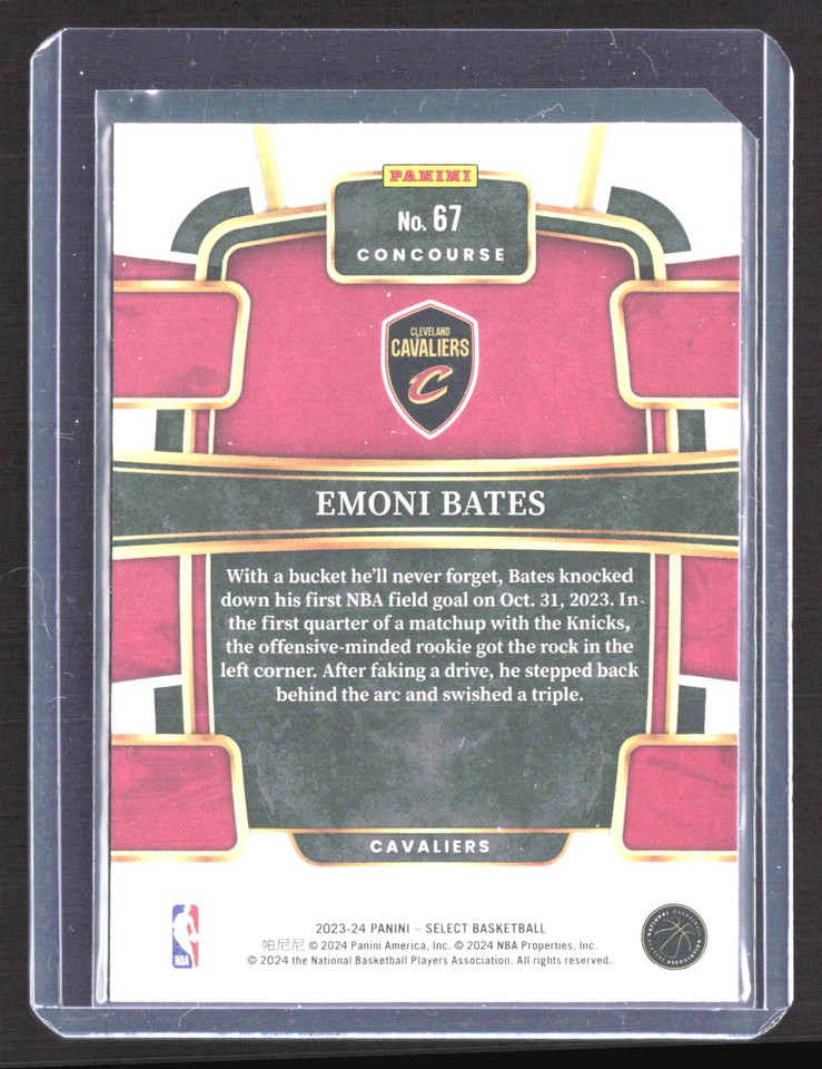 2023-24 Panini Select Emoni Bates Blue (Retail Base) #67 Rookie | eBay