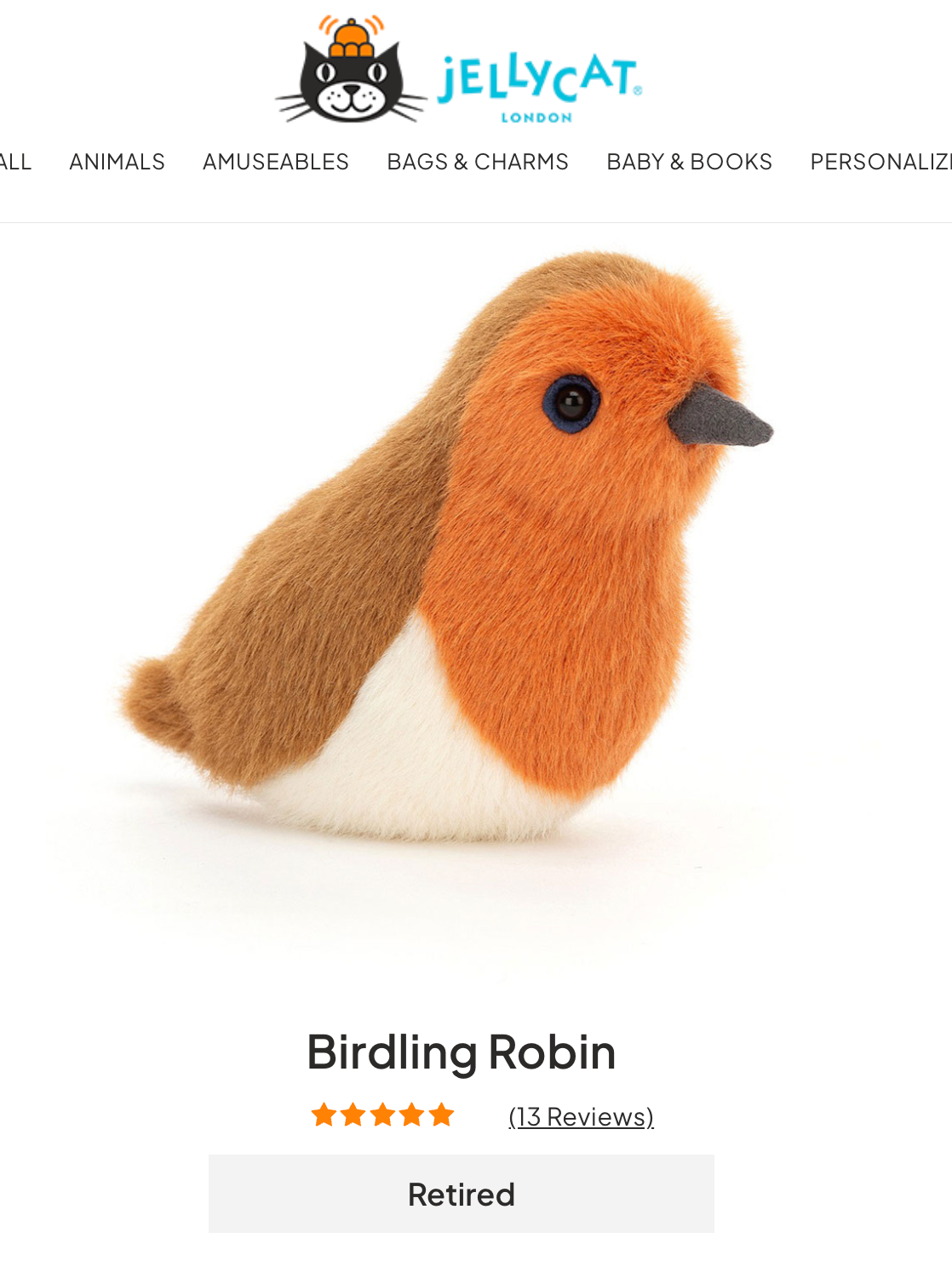 Jellycat Birdling Robin Soft Plush Collectable Birdwatching Birds BNWT ...