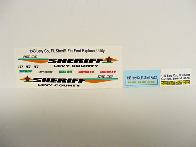 Levy County FL Sheriff 1/43 Water slide Decals Fits Motormax GL FFR ...