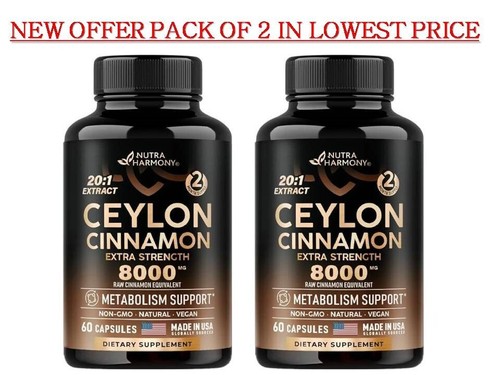Pure Cinnamon Capsules, Certified Organic Ceylon Cinnamon Pills, Non ...