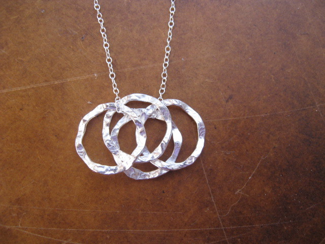 Eternity Circle Necklace Four Wavy Friendship Rings on a Sterling ...