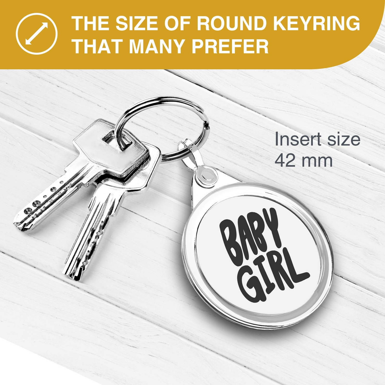Keyring Circle - BW - Baby Girl Sign Cute Girls #42214 | eBay