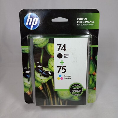 New Genuine Factory Sealed Original HP 74 Black & HP 75 Color Inkjets ...