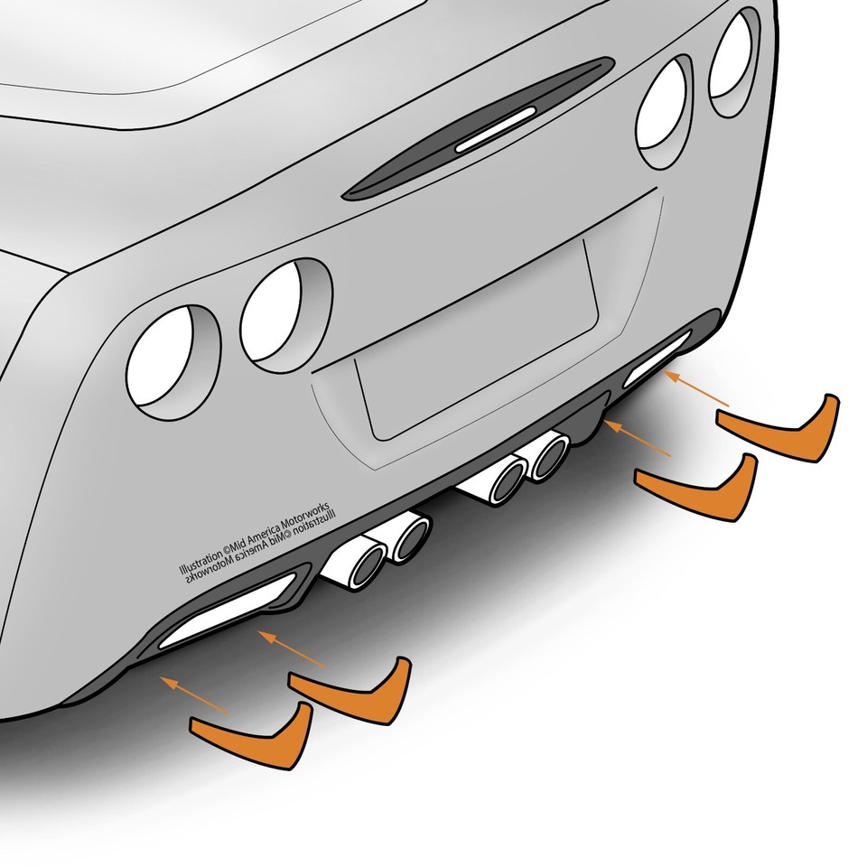 2005-2013 Corvette C6 Altec Painted Rear Diffuser Fins Daytona Sunset ...