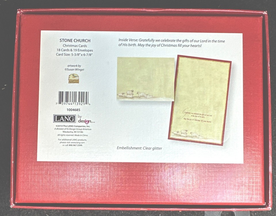 Susan Winget Art Stone Church Sheep Lang Christmas Cards 18 Cards W ...