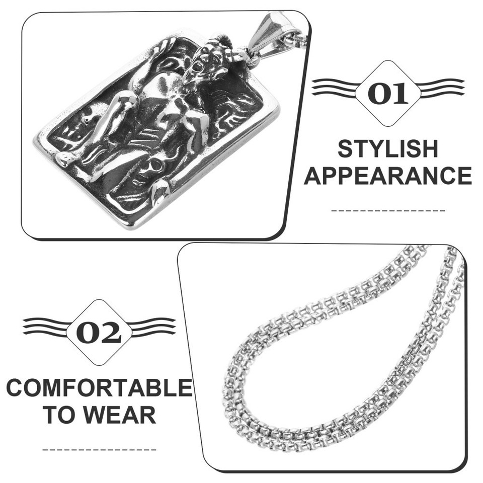Demon Horns Mask Necklace Satanic Jewelry Baphomet Card Chain for Men ...