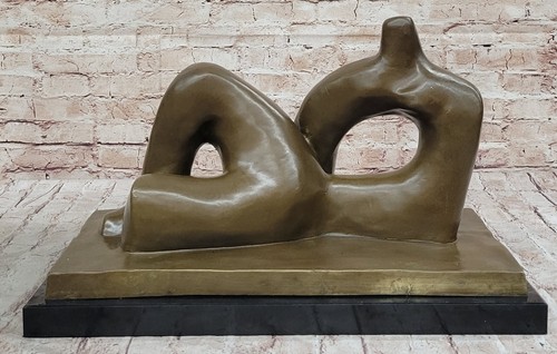 EUROPEAN 100% SOLID BRONZE SCULPTURE HENRY MOORE RECLINING FIGURINE ...