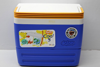 Vintage Igloo Cool 8 Cooler Lunch Box Blue w/Yellow Handle | eBay