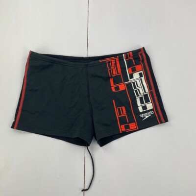 SPEEDO Swim Shorts 34 Black Mens Logo Drawstring Graphic Print Tight | eBay