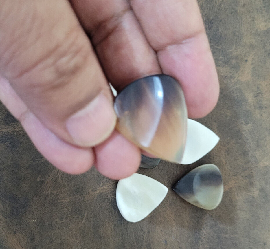 Set of 6 Real Exotic buffalo horn and Camel Bone guitar picks plectrums ...