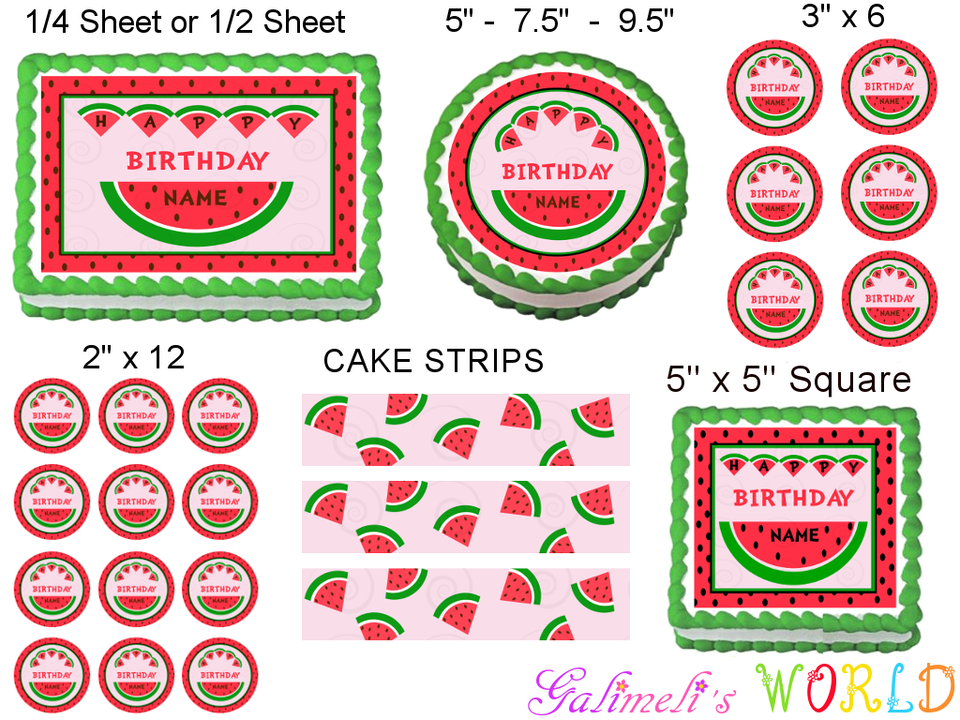 WATERMELON SLICE Image Edible cake topper decoration | eBay