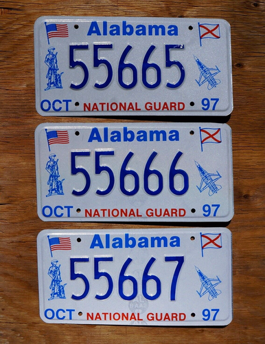 1997 ALABAMA National Guard License Plate Plates - LOT OF 3 | eBay