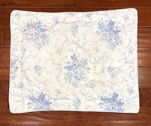 Vintage Laura Ashley Blue Floral Toile Standard Padded Pillow Sham 29 ...