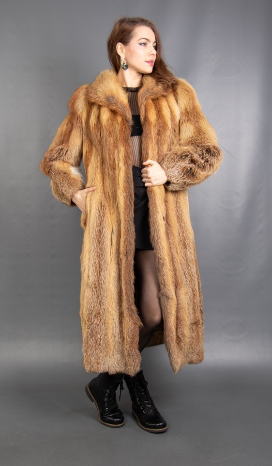 8335 AMAZING REAL RED FOX COAT LUXURY FUR VERY LONG PELZ BEAUTIFUL LOOK ...