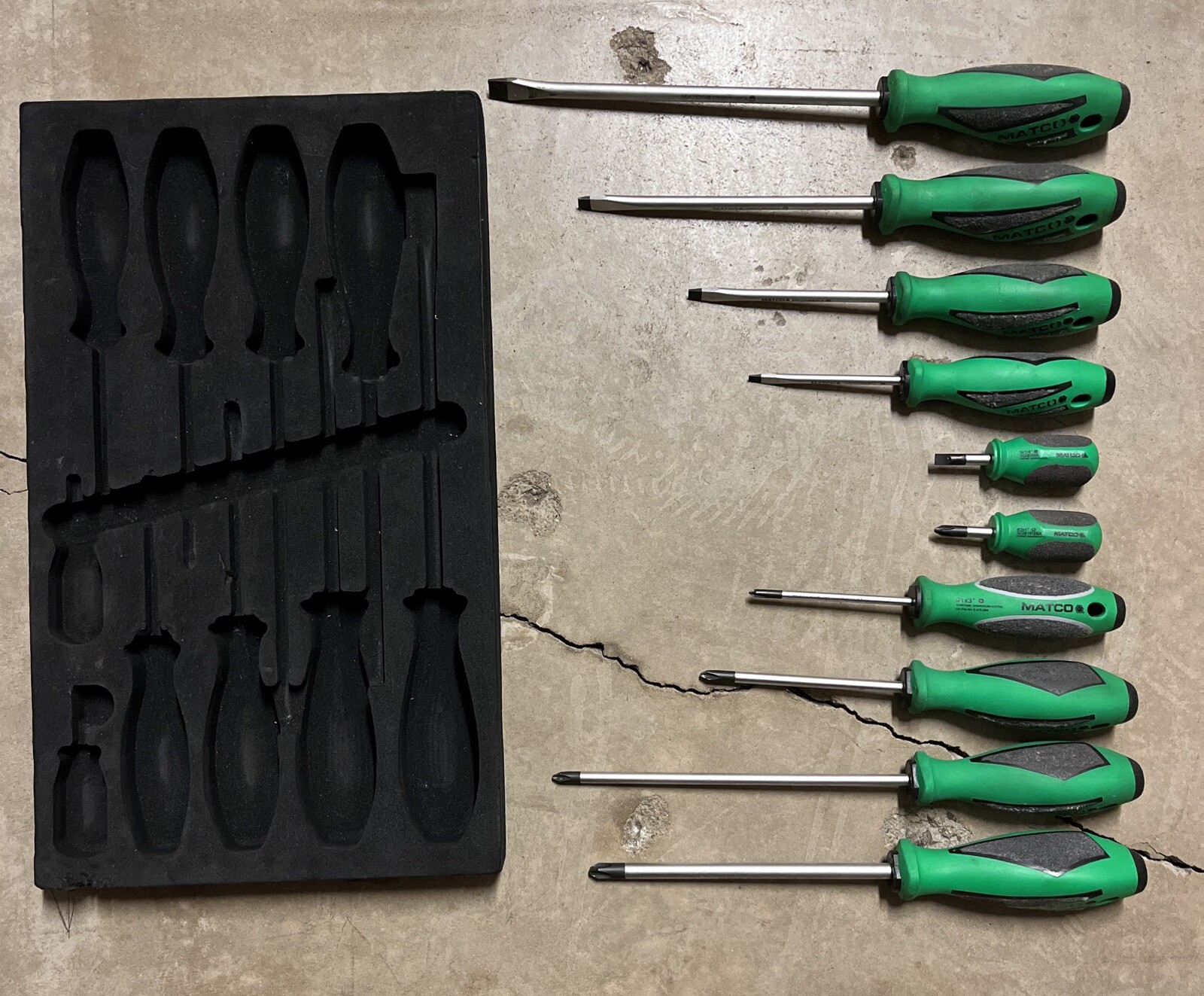 Matco Tools 10 Piece Top Torque 2 Premium Screwdriver Set Green used ...