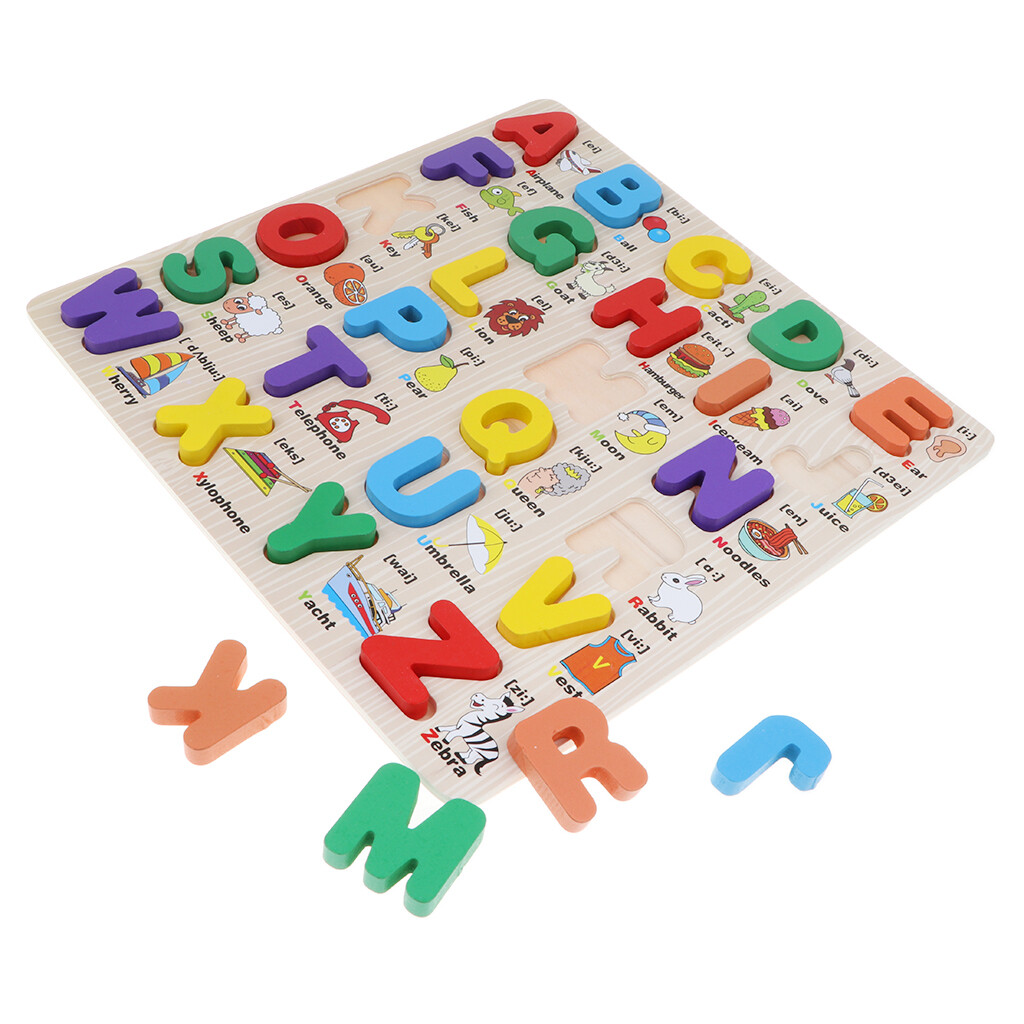 Wooden Alphabet Puzzle Board Preschool Kids Learning Toy Cheap Kid
