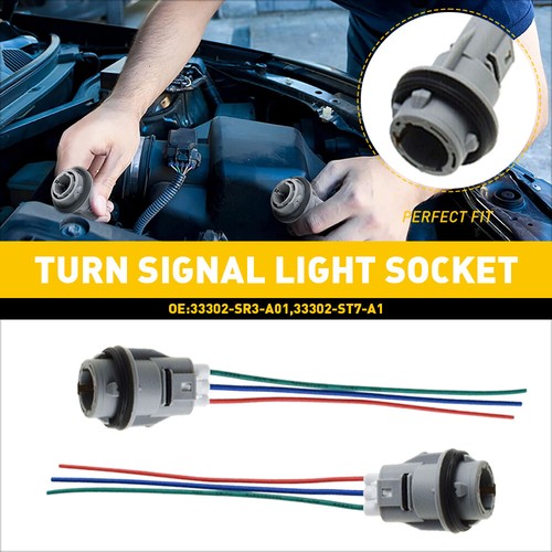 2 Front Turn Signal Light Socket Connector W/ Harness 3-Wire Kit For ...