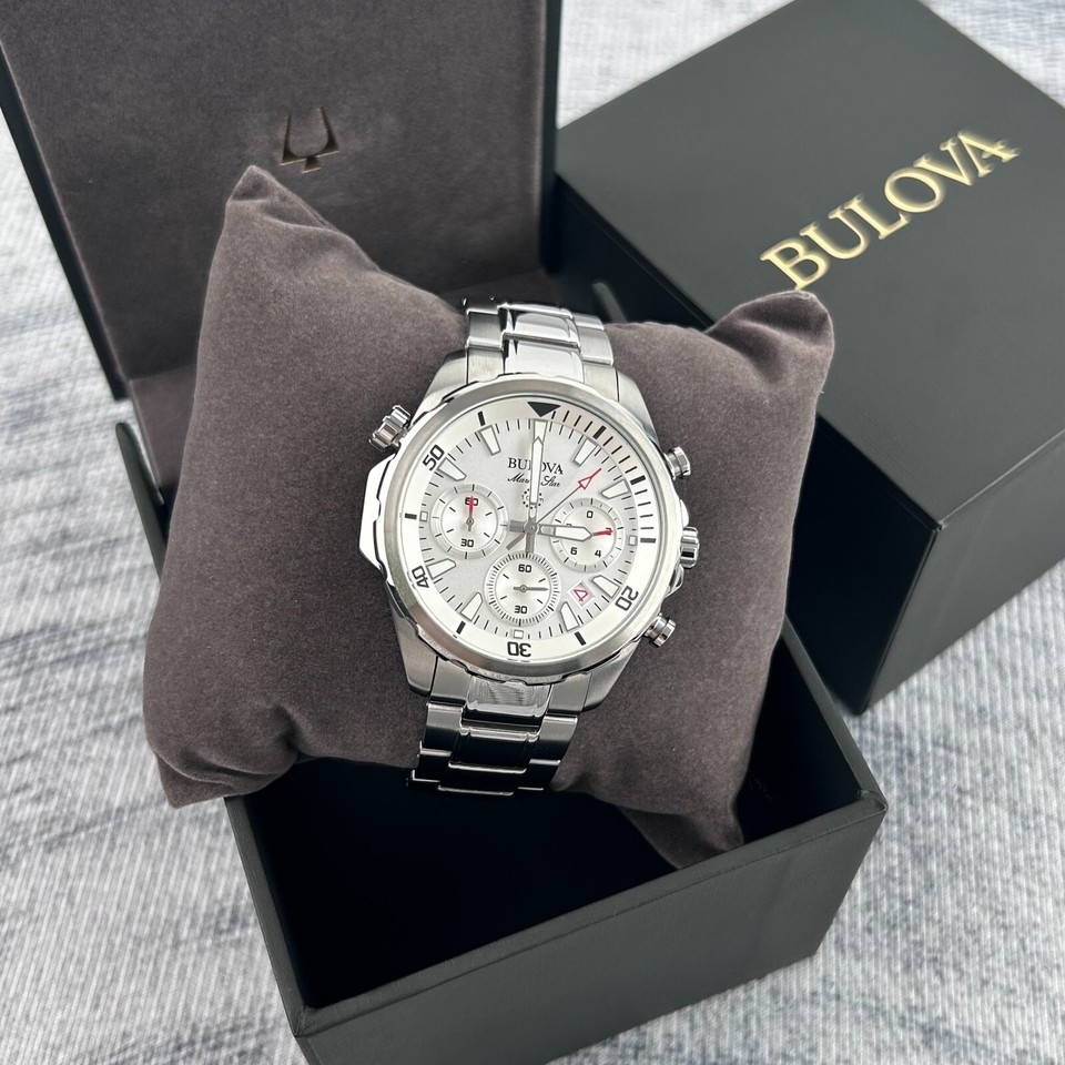 Bulova Men's 96B255 Marine Star Series B White Dial Chronograph Quartz ...