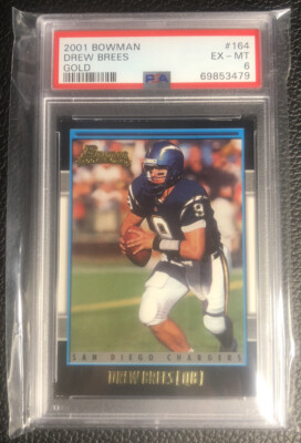 2001 Bowman Drew Brees Rookie PSA 6 EXMT #164 RC HOF Saints Chargers ...