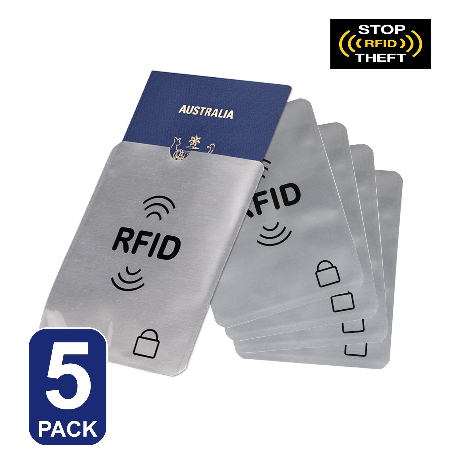 5X RFID Blocking Sleeve Secure Passport Card ID Protector Anti Scan ...