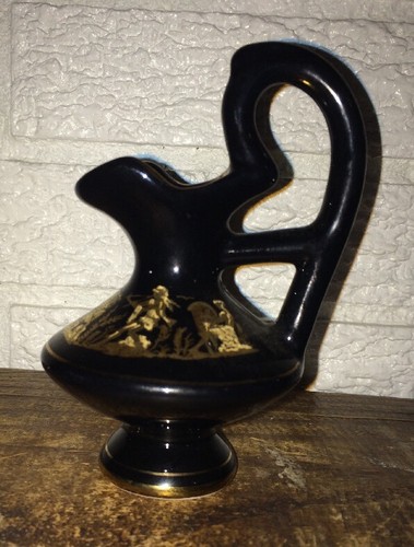 Decorative Greek Ceramic Pitcher Hand Made In Greece w/ 24K Gold Paint ...