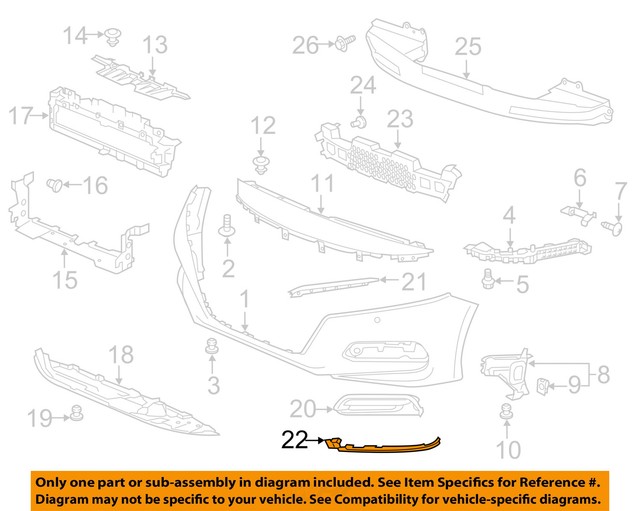Honda OEM Accord Front Bumper Grille Grill-lower Molding Trim Right ...