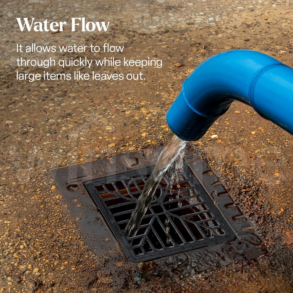 Plastic Drain Cover 6'' Square Black Outdoor Gully Grate Leaf Guard ...