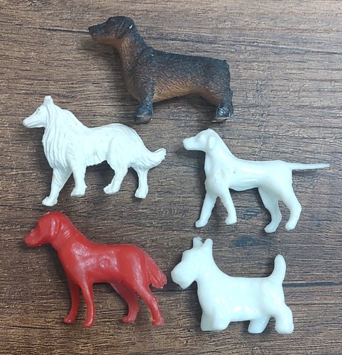 Vintage Miniature Plastic Dog Figures Dollhouse Pet Diorama Lot Of 5 ...