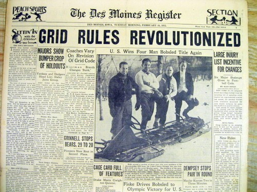 Best 1932 newspaper COLLEGE FOOTBALL RULES outlaw ROUGH PLAY & the ...