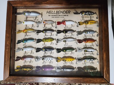 Vintage Hellbender Fishing Lure Factory Display 26 Different Colors And ...