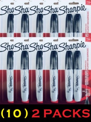 10x Sharpie Broad Large Quick Dry CHISEL POINT Permanent Marker Black ...