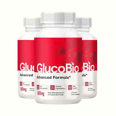 3-Pack Gluco Bio Capsules, GlucoBio Blood Health Dietary Supplement 180 ...