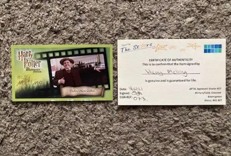 HARRY POTTER AUTOGRAPH AUTO SIGNED CARD HARRY MELLING DUDLEY DURSELY ...