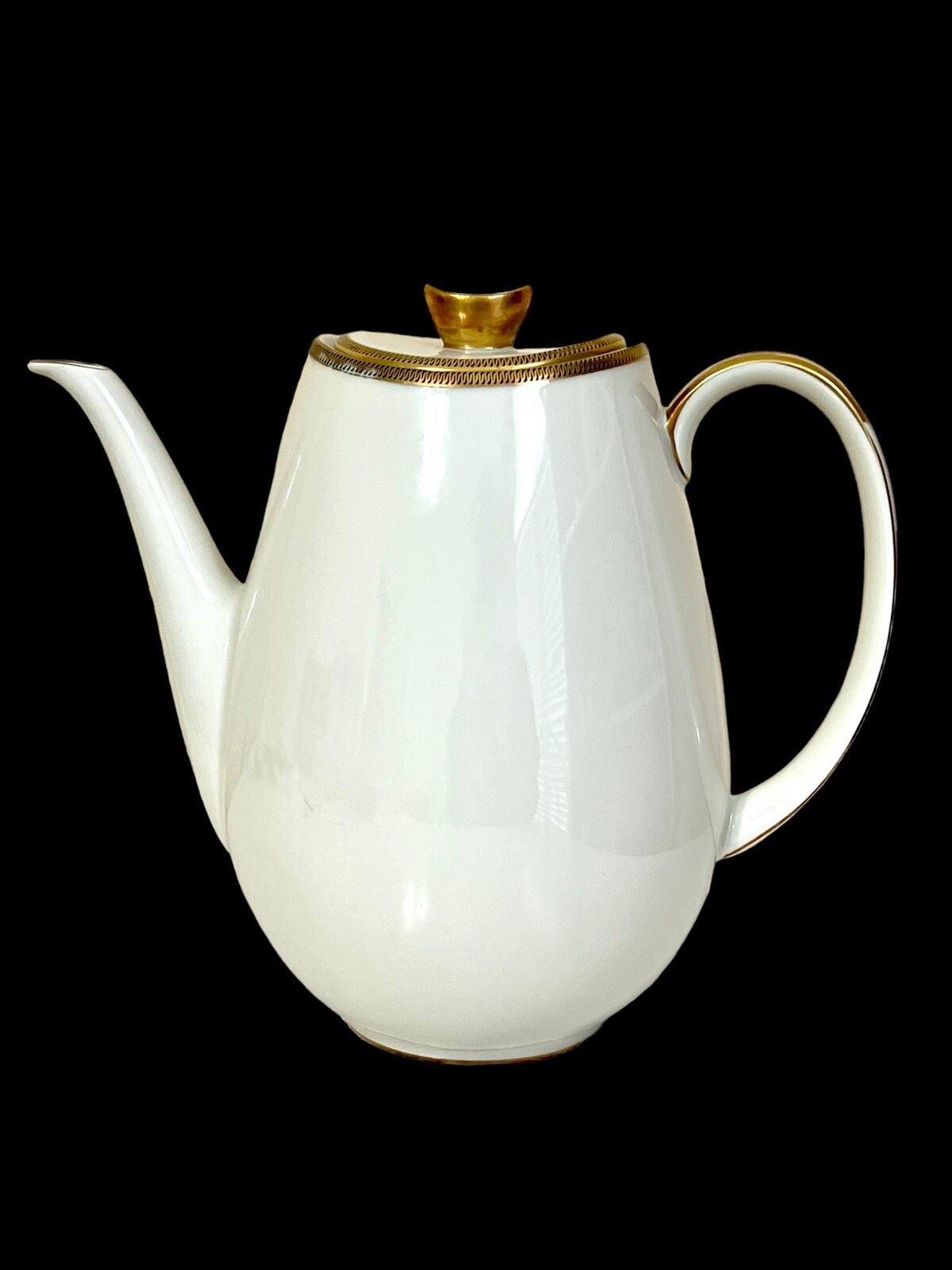 1940s Vintage Bavaria Teapot Germany Gold White 8” With Lid Decor Mcm ...
